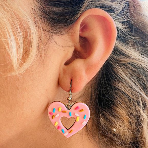 Jewelry | Cosplay Rave Pink Heart Shaped Donut Earrings | Poshmark